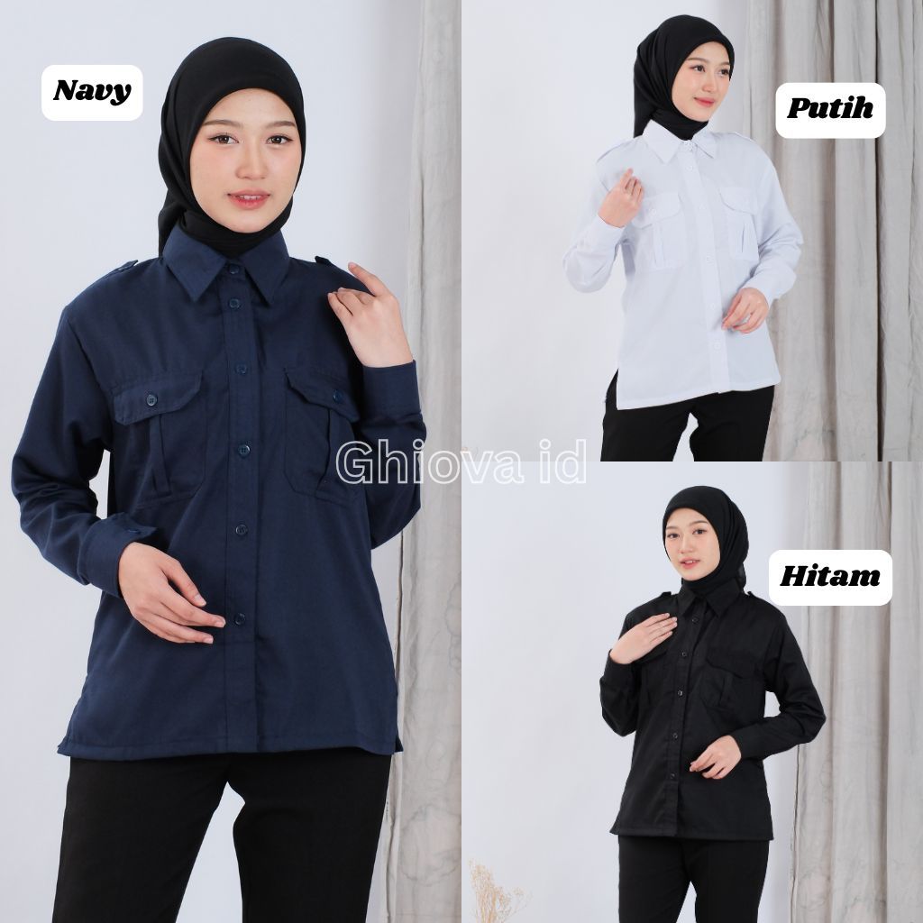 Jual Baju PDL Biru Dongker Navy Lengan Panjang / Kemeja PDH / Baju PNS ...