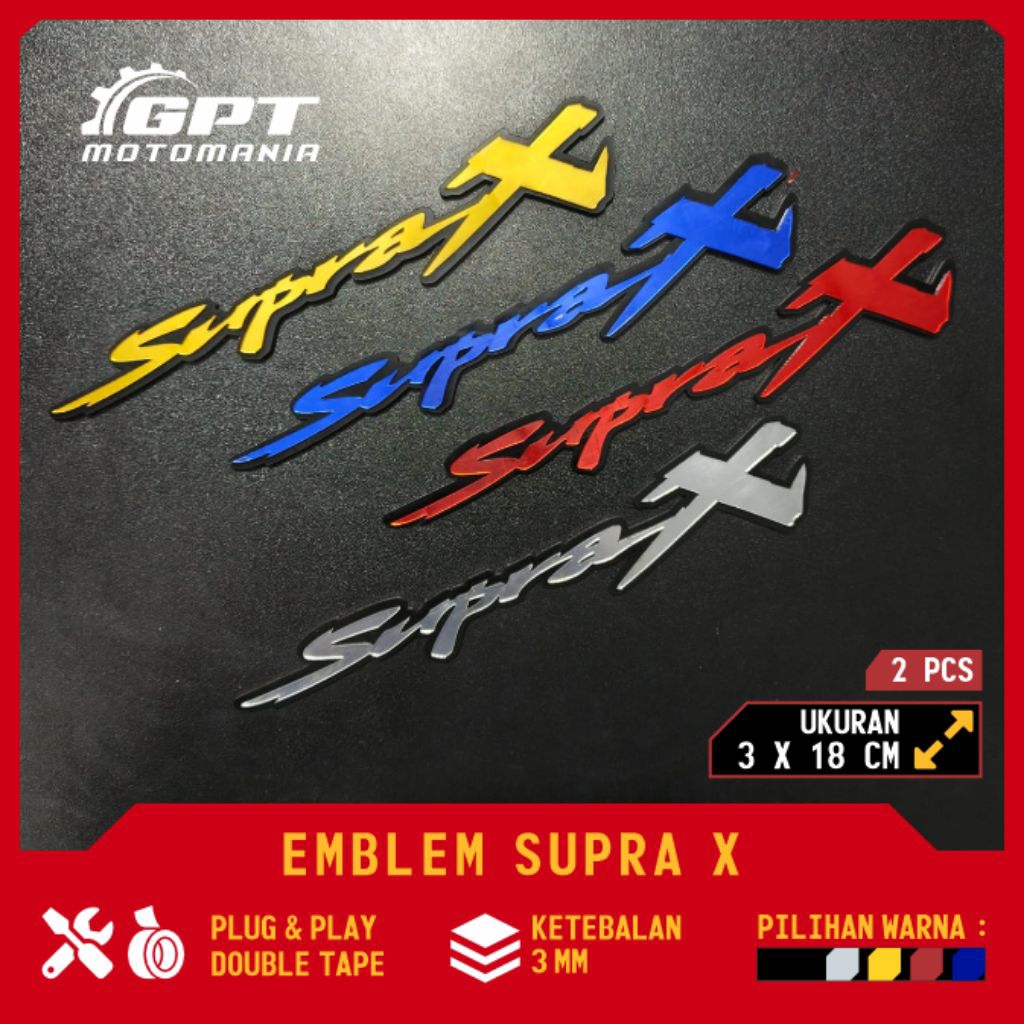 Jual SUPRA X STIKER AKRILIK MIRROR EMBLEM MOTOR SUPRA X DOUBLE TAPE ...