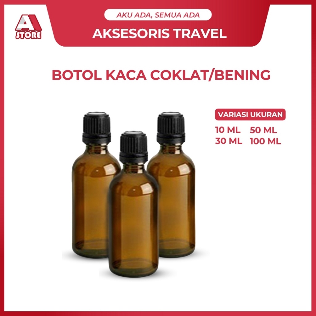 Jual Botol Kaca Coklat 10-30-50 dan 100ml Tutup Hitam Putih Tebal Untuk Serum Herbal Minyak ...