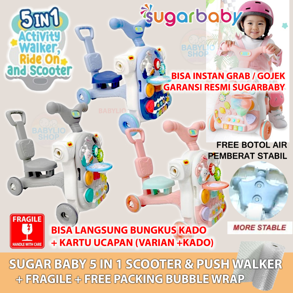 Jual Sugar Baby Activity Walker 5 in 1 Ride On Scooter Baby Push Walker ...