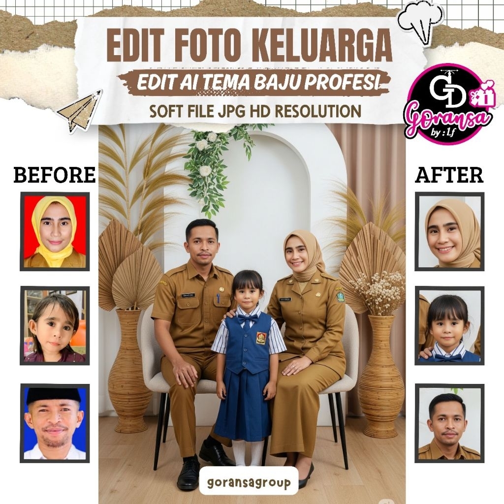 Jual JASA EDIT FOTO REALISTIS KELUARGA TEMA PROFESI/ CUSTOM TEMA ...