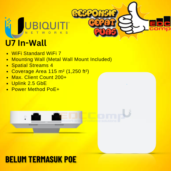 Jual Ubiquiti U7 In-Wall |Unifi U7-IW Wall-mounted WiFi 7 AP with 4 ...
