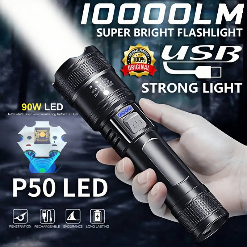 Jual 【LED Senter】Jarak zoom senter LED super terang senter taktis USB ...