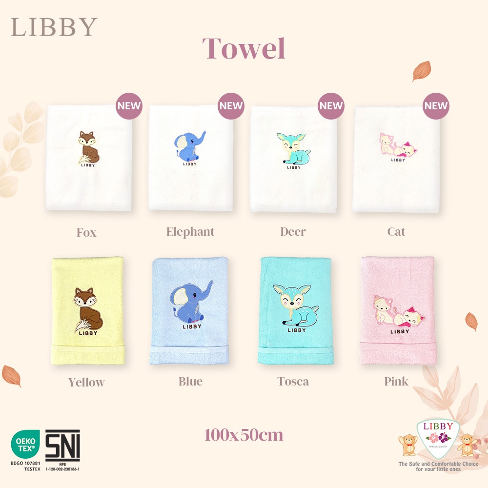 Jual LIBBY Handuk Bordir Polos Lembut Bayi & Anak Uk.100x50 (1pcs) Handuk Serap Air - Baby Towel ...