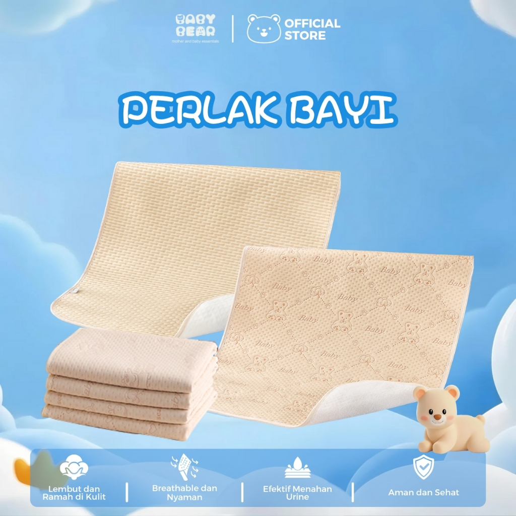 Jual Baby Bear Perlak Bayi Waterproof Katun Washable Reusable Alas ...