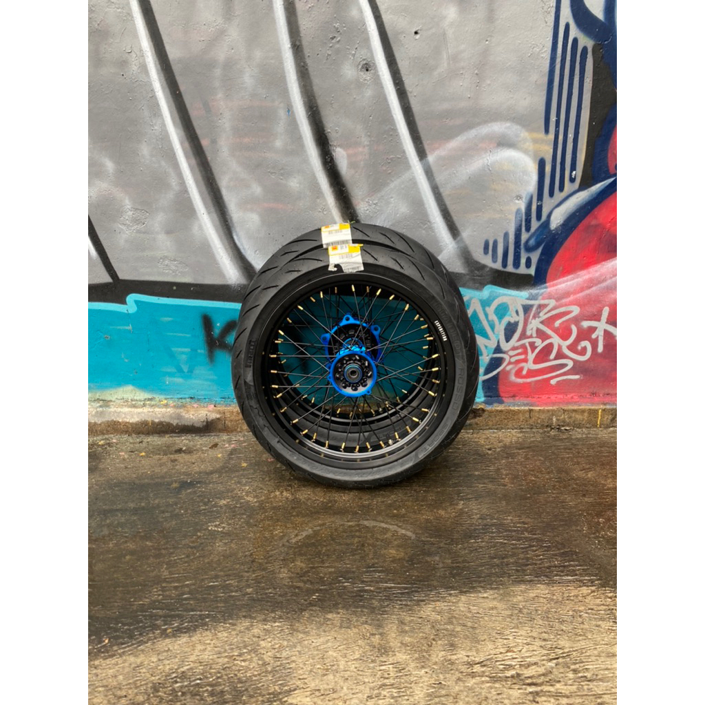 Jual WHEELSET SUPERMOTO WR 155 FULL SCARLET BAN PIRELLI | Shopee Indonesia