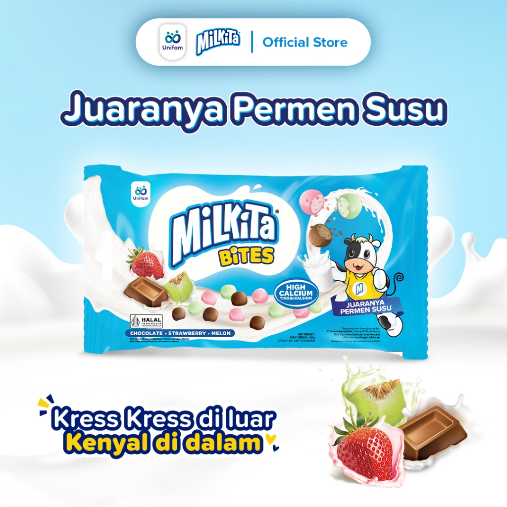 Jual Milkita Bites Permen Susu - Crunchy Diluar Chewy Didalam 1 Pack ...