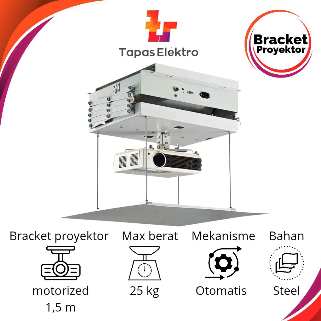 Jual Bracket Proyektor Otomatis 1,5 Meter | Bracket Projector Motorized ...