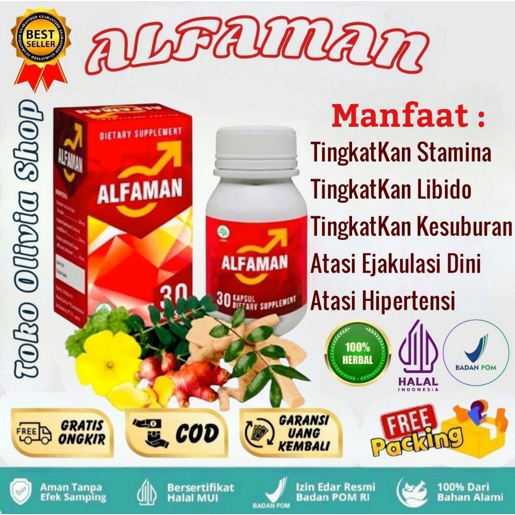 Jual ALFAMAN Kapsul Herbal atasi masalah Stamina Pria ~ isi 30 Kapsul ...