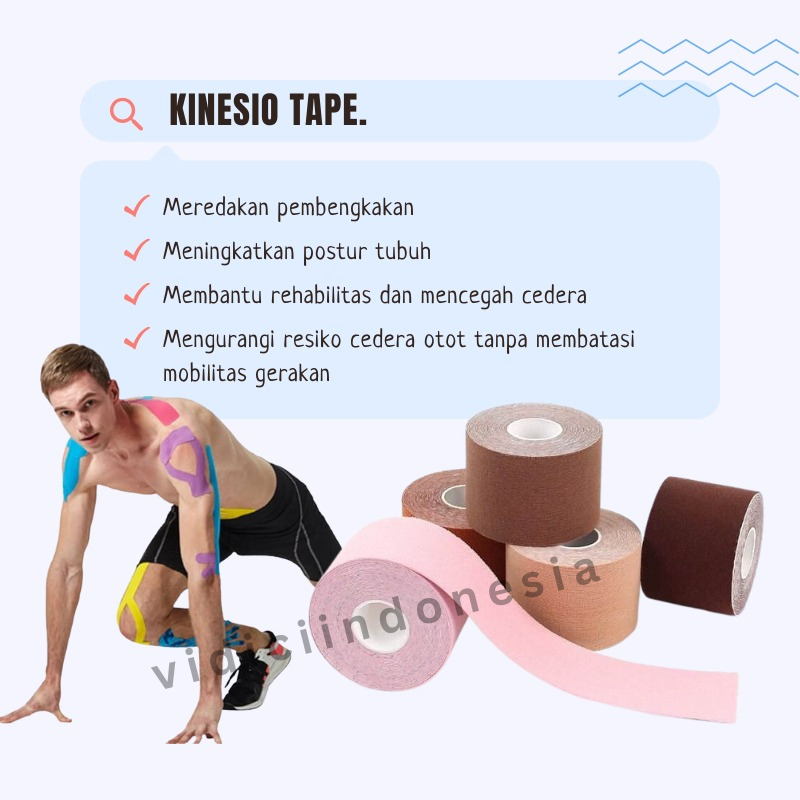 Jual Tape Plester Kinesio Perban Kinesio/ Kinesio Tape Sport Plester Otot GymTape 5CM X 5M ...