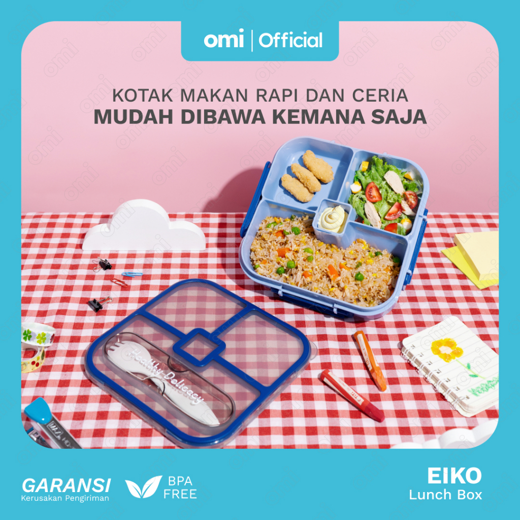 Jual Omi - Eiko Lunch Box Kotak Bekal Simple Aesthethic dengan Sekat ...