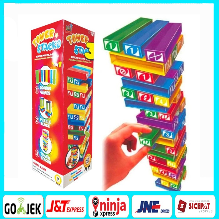 Jual BBS Mainan Anak Balok Susun Tower Stacko Plus Palu Mainan Keluarga ...