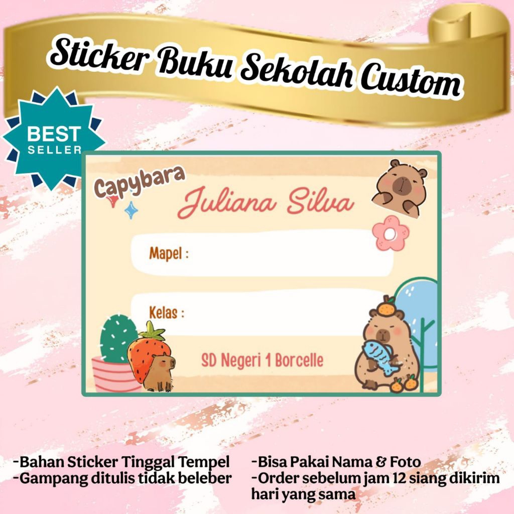 Jual STIKER LABEL BUKU SEKOLAH MOTIF CAPYBARA / CAPIBARA | Shopee Indonesia
