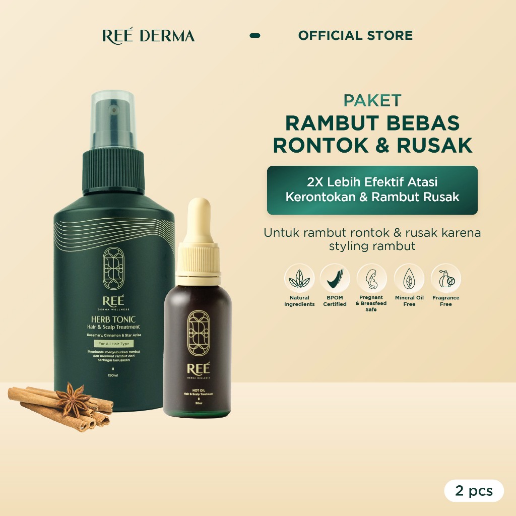 Jual Ree Derma Wellness Bundle Herb Tonic & Hot Oil 30ml |Perawatan ...
