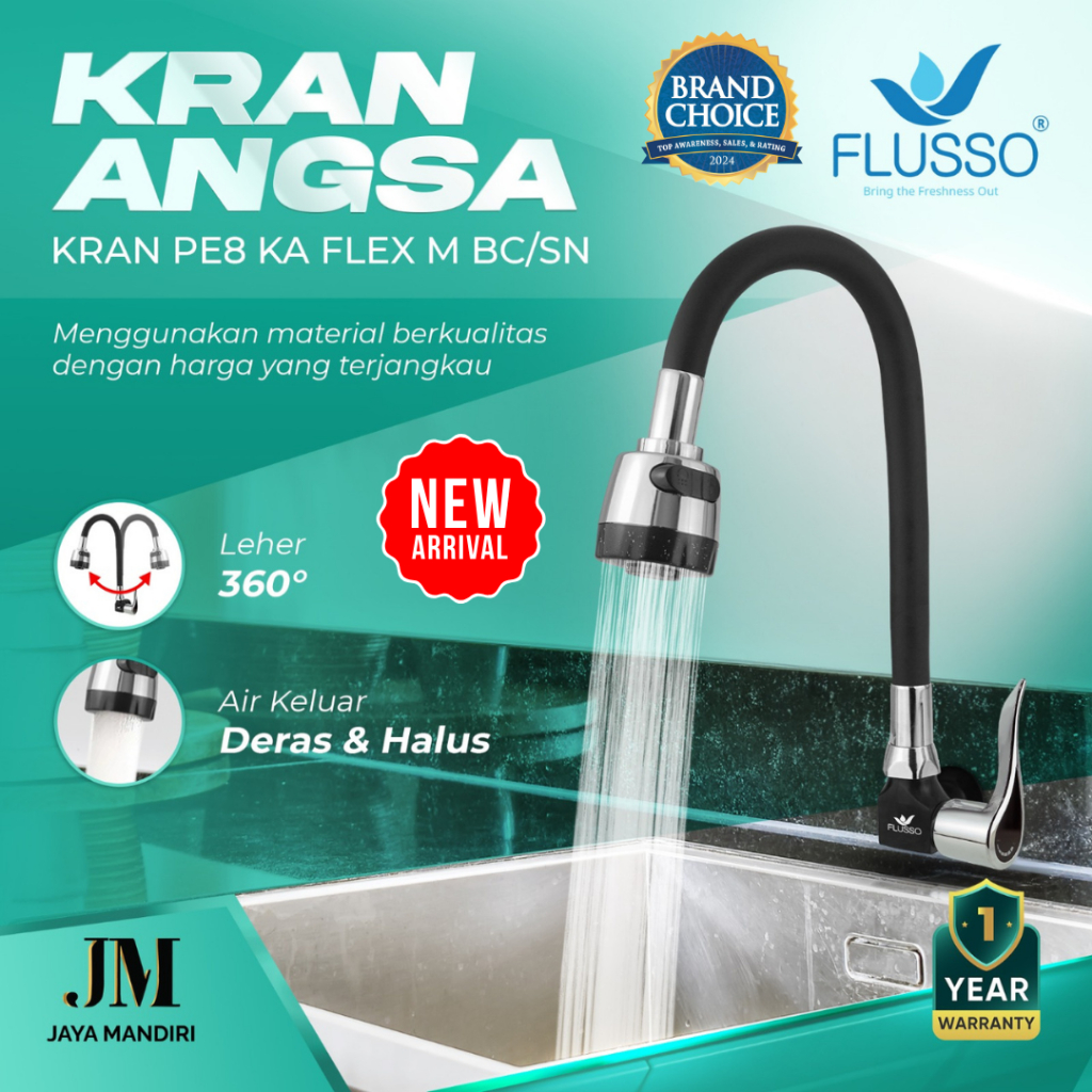 Jual Flusso Kran Angsa Flexible Keran Wastafel Sink Engkol Warna Hitam ...