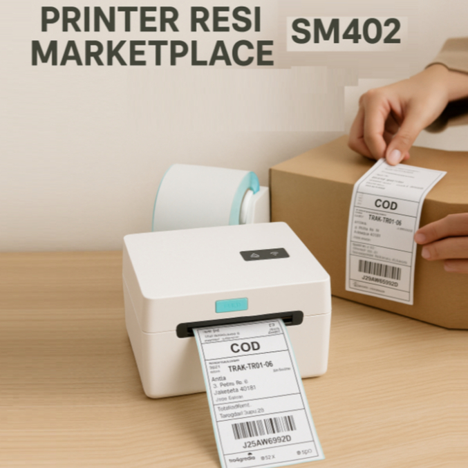 Jual SMARTCOM Printer Thermal Bluetooth 80mm SM402 203DPI Printer Label Resi Cetak Alamat ...