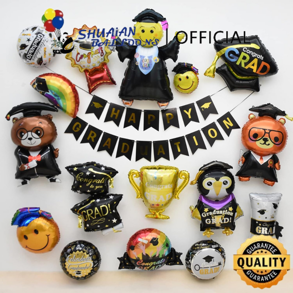 Jual SHUAIAN Balon Foil Wisuda Congratulations Balon Foil Karakter Tema ...