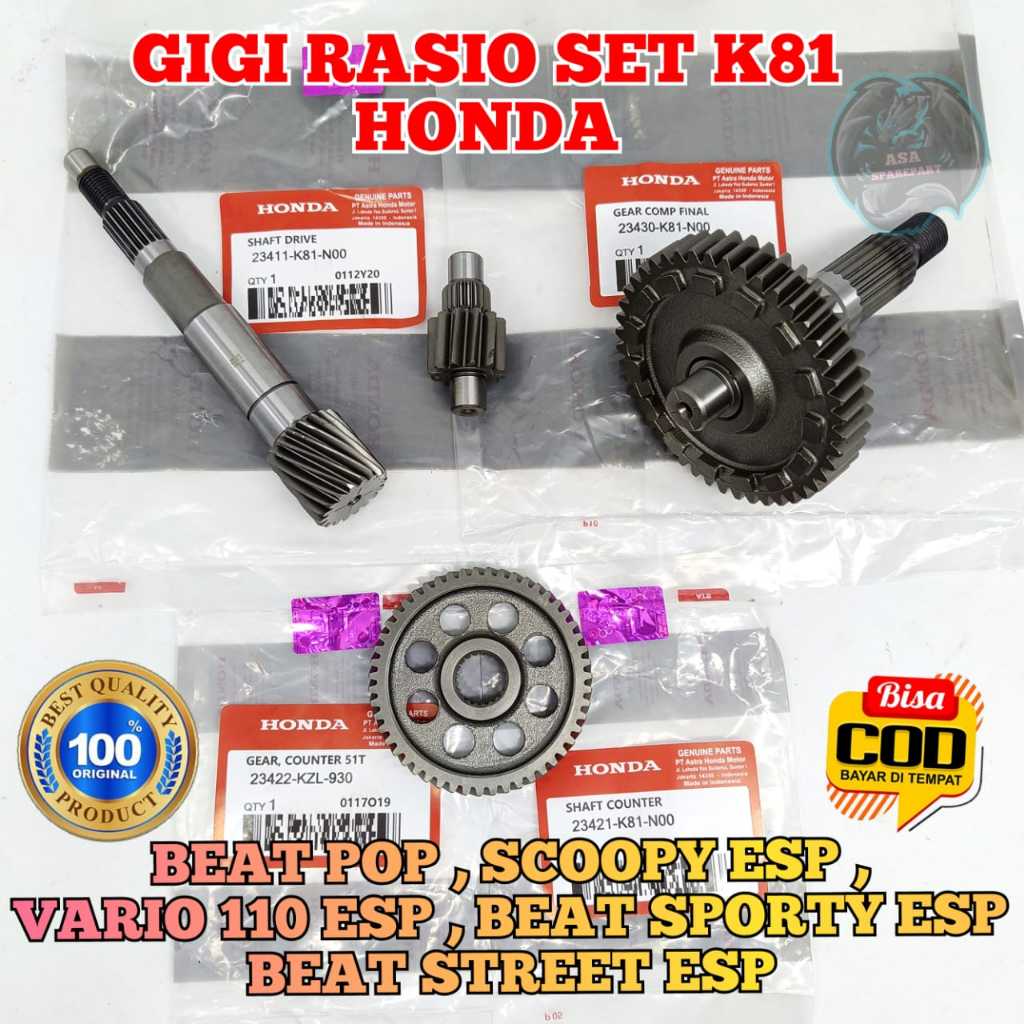 Jual GIGI RASIO SET K81 ASLI ORIGINAL MOTOR HONDA BEAT SPORTY fi Esp ...