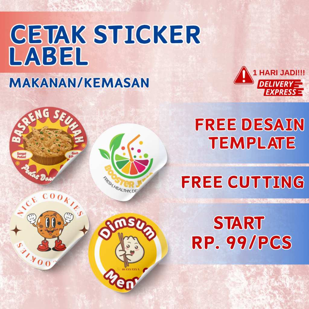 Jual Cetak Sticker Label Makanan Produk Logo Kemasan Custom Desain ...