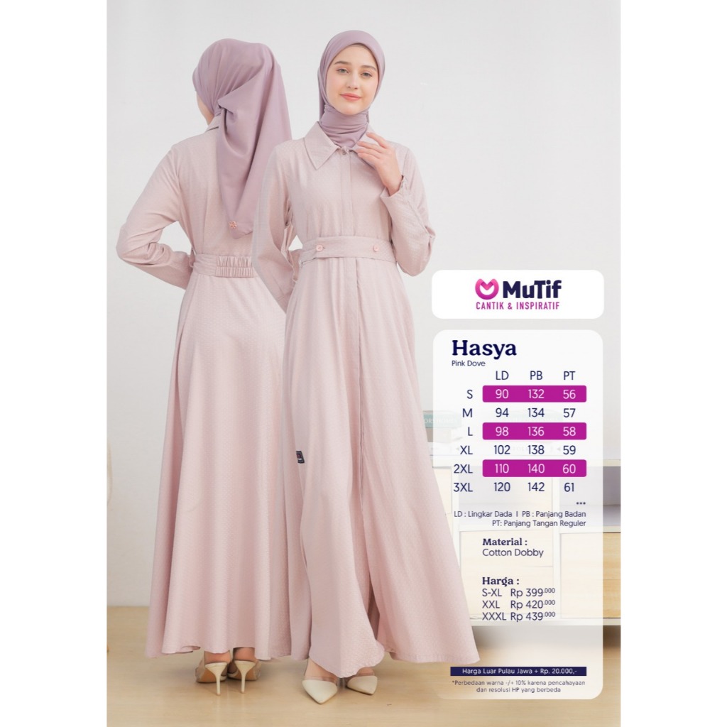 Jual HASYA MUTIF/GAMIS MUTIF TERBARU/MUTIF HASYA PINK DOVE | Shopee ...
