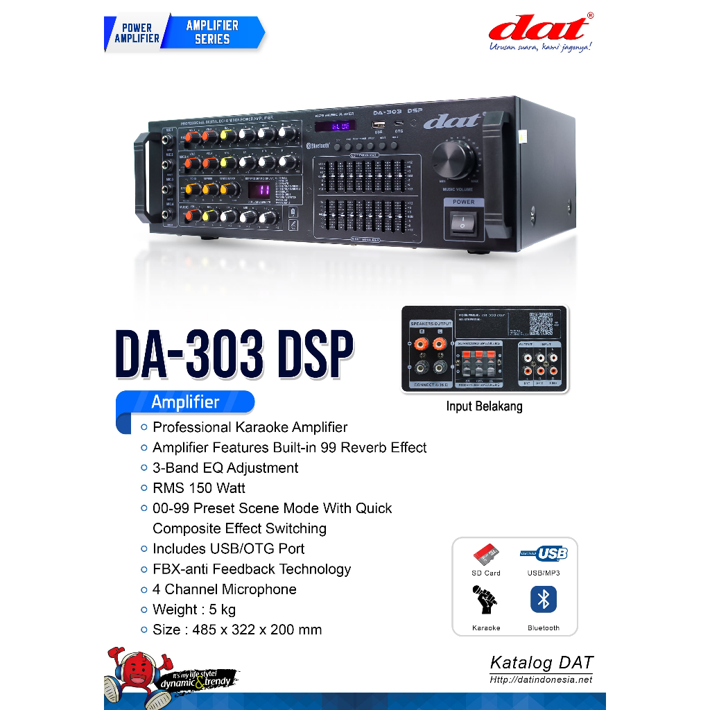 Jual AMPLIFIER KARAOKKE DAT DA 303 DSP AMPLI DAT DA303 DSP USB ...