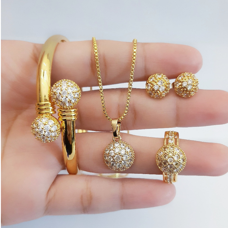 Jual Set Perhiasan Wanita Xuping Gold Bulat Mata Love223 | Shopee Indonesia