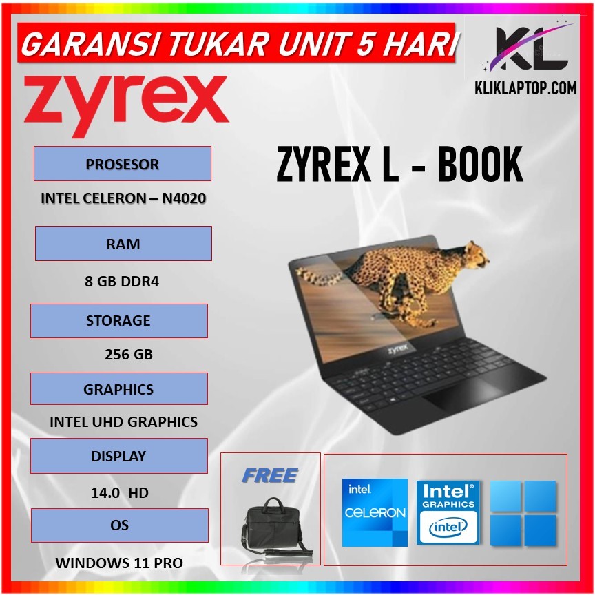 Jual ZYREX L-BOOK N4020 8GB 256GB WINDOWS 11 PRO 14.0 HD | Shopee Indonesia