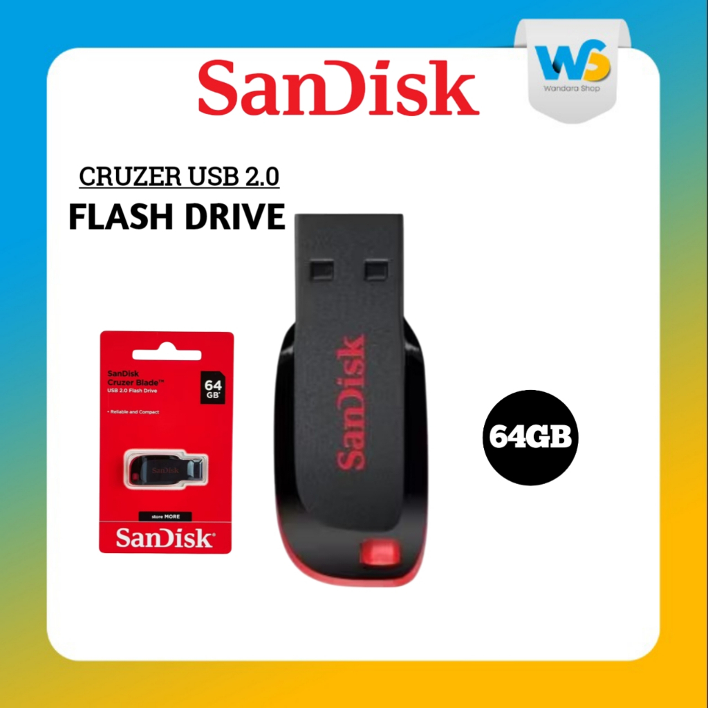 Jual FLASH DISK SANDISK CZ50 CRUZER BLADE 64GB GARANSI RESMI | Shopee ...