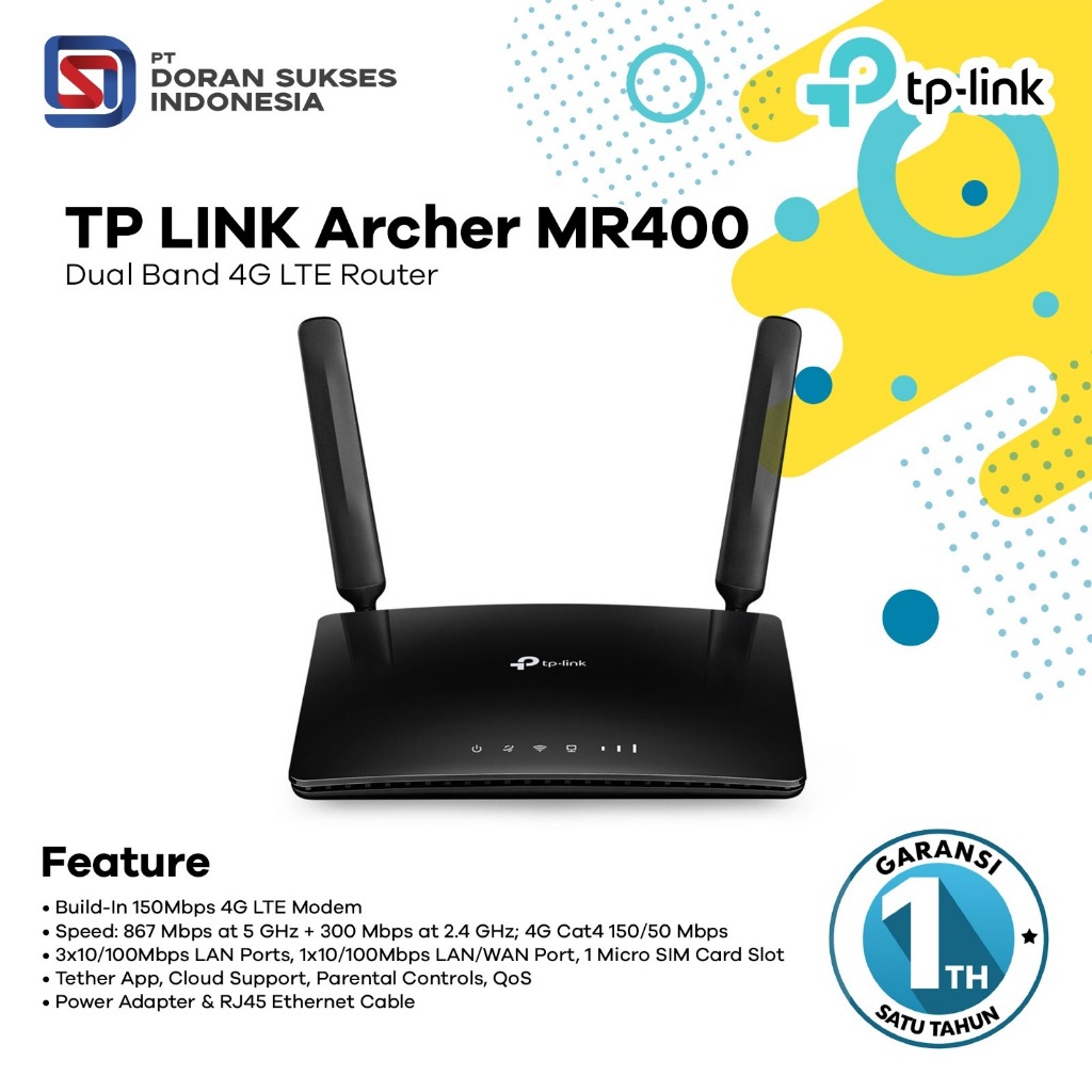 Jual TP LINK ARCHER MR400 DUAL BAND 4G LTE ROUTER - Garansi Resmi ...