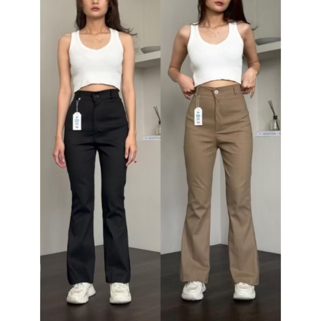 Jual Nenjie - Cutbray Flare Pants - Highwaist Kulot Cutbray Trousers ...