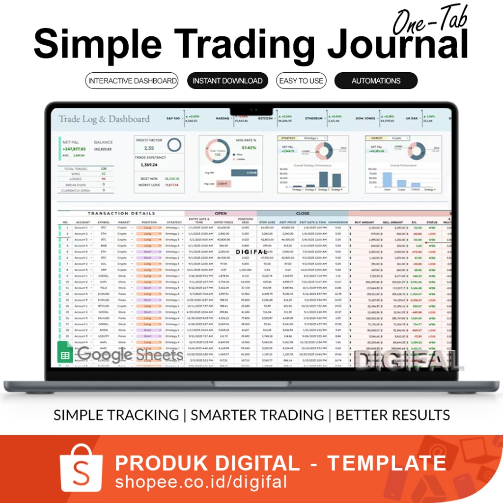 Jual Simple & Effective Trading Journal - Beginner Friendly Trade Diary ...