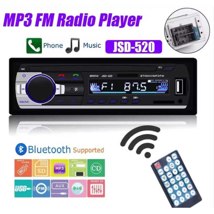 Jual JSD-520 Head Unit Tape Audio Radio Mobil Multifungsi Bluetooth USB MP3 FM Radio JSD-520 ...