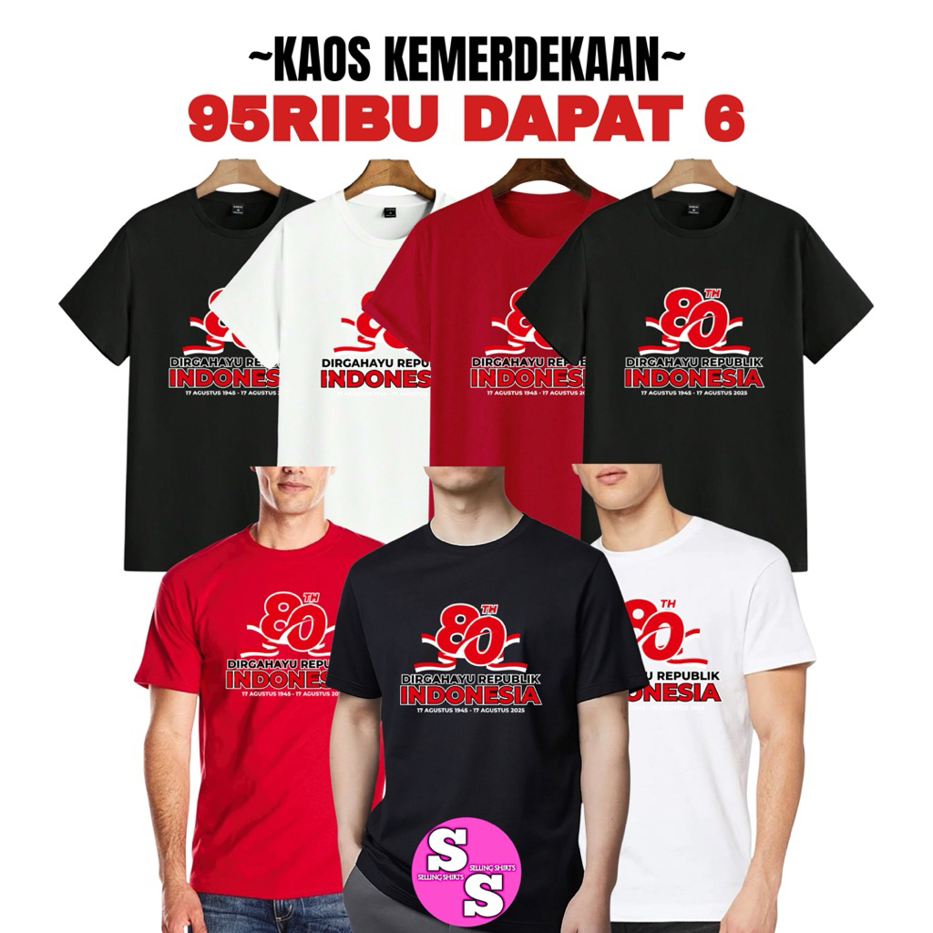Jual (PROMO HUT RI) 95RIBU DAPAT 6 KAOS KEMERDEKAAN 2025 DEWASA ...