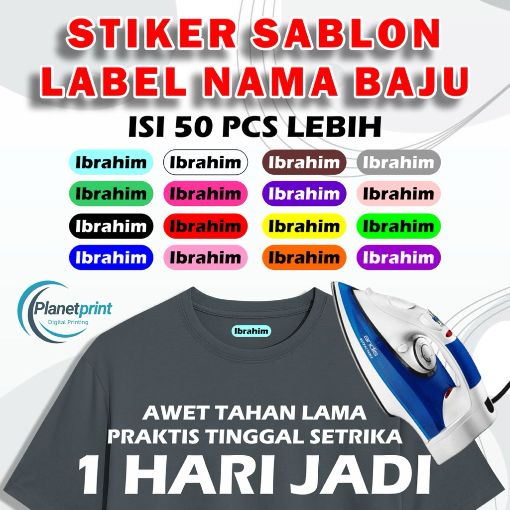 Jual Promo!! Stiker Sablon Label Nama Baju Stiker Custom Nama Label ...