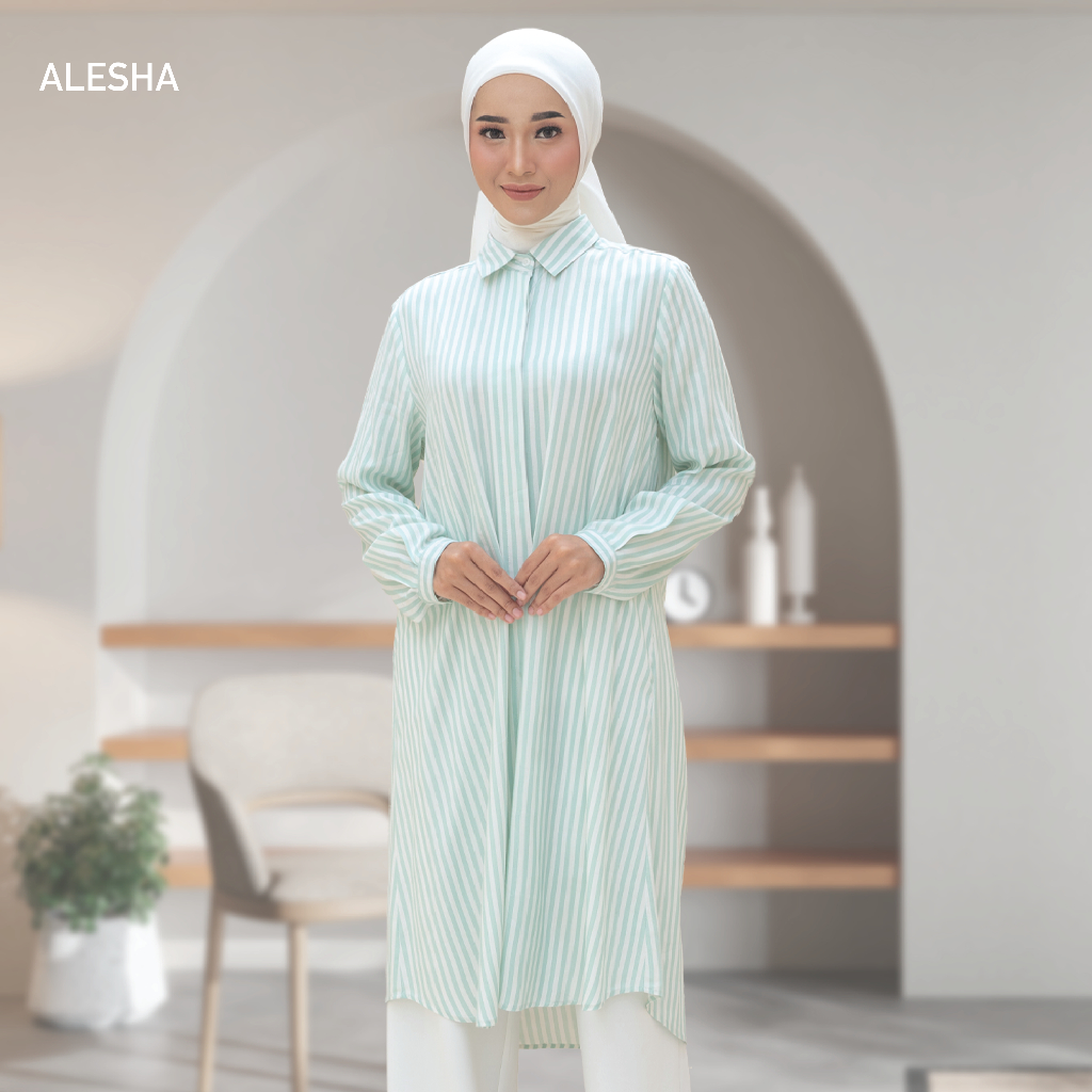 Jual N2N - Tunik Alesha Rayon Lengan Panjang Atasan Tunik Wanita Motif ...
