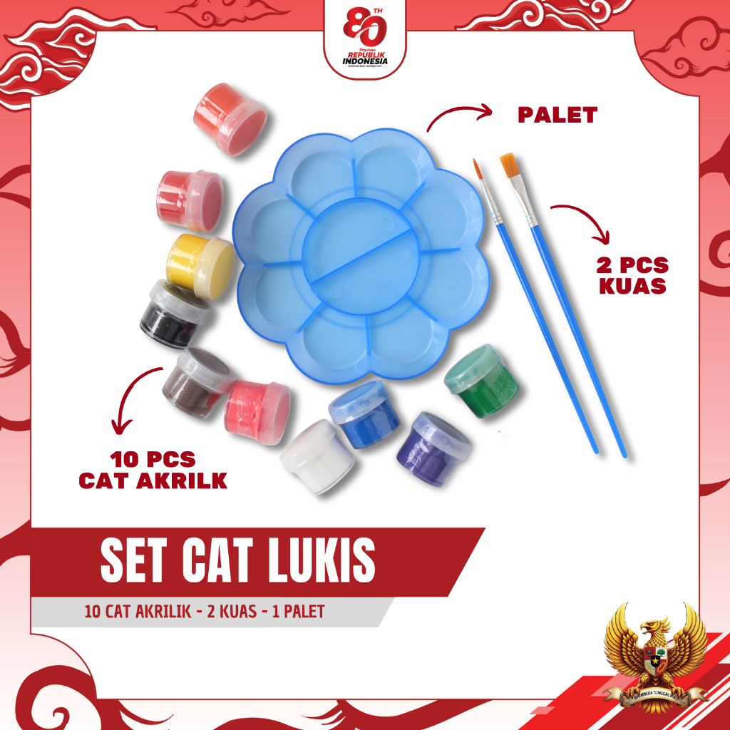 Jual SET CAT LUKIS 10 Cat Akrilik 2 Kuas 1 Palet Lengkap Untuk Melukis ...