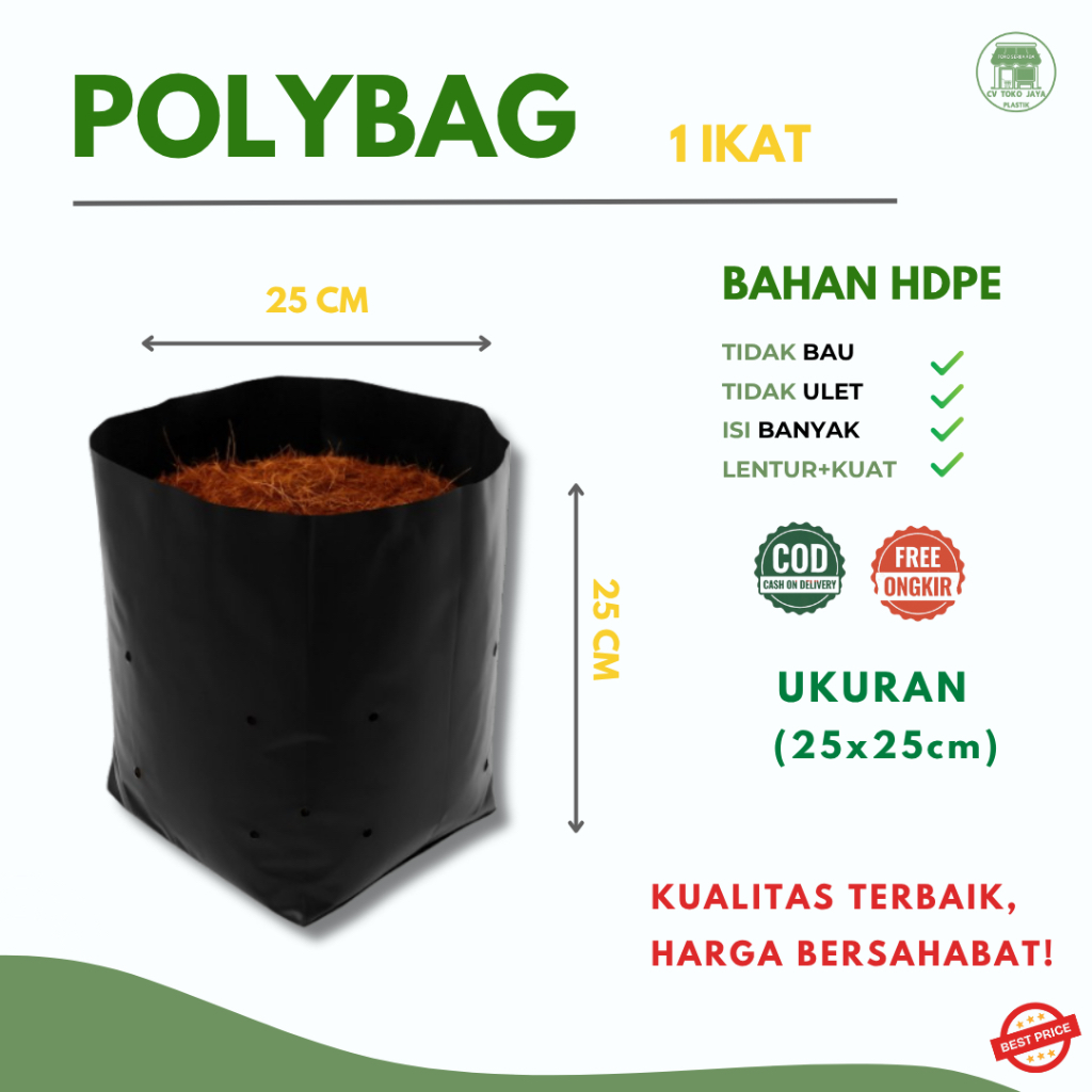 Jual Polybag Tanaman 25x25 cm Tebal Isi 1kg – Plastik Kuat untuk Bibit ...
