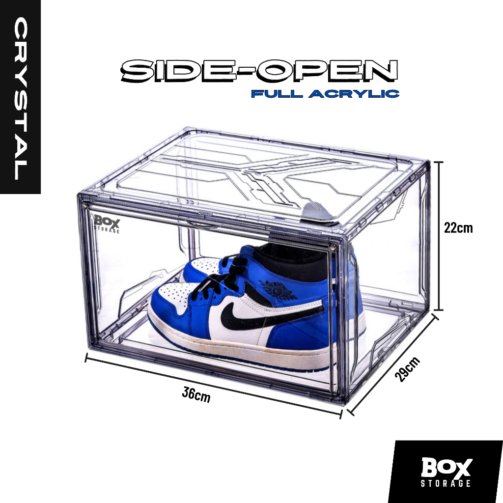 Jual 「CRYSTAL」Shoe Box Side Drop Full Acrylic Dark Transparent ...
