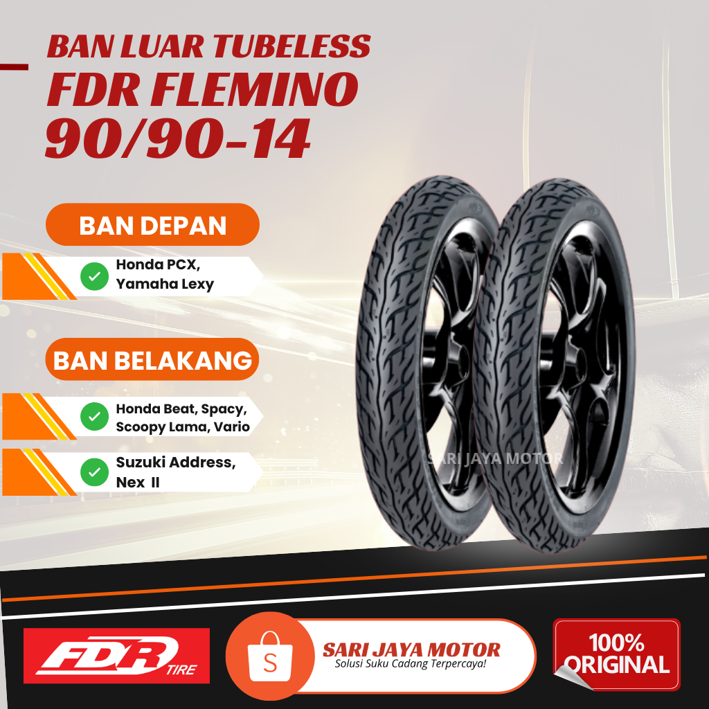Jual Ban Motor Luar FDR Flemino 90/90-14 Tubeless Depan Belakang PCX ...