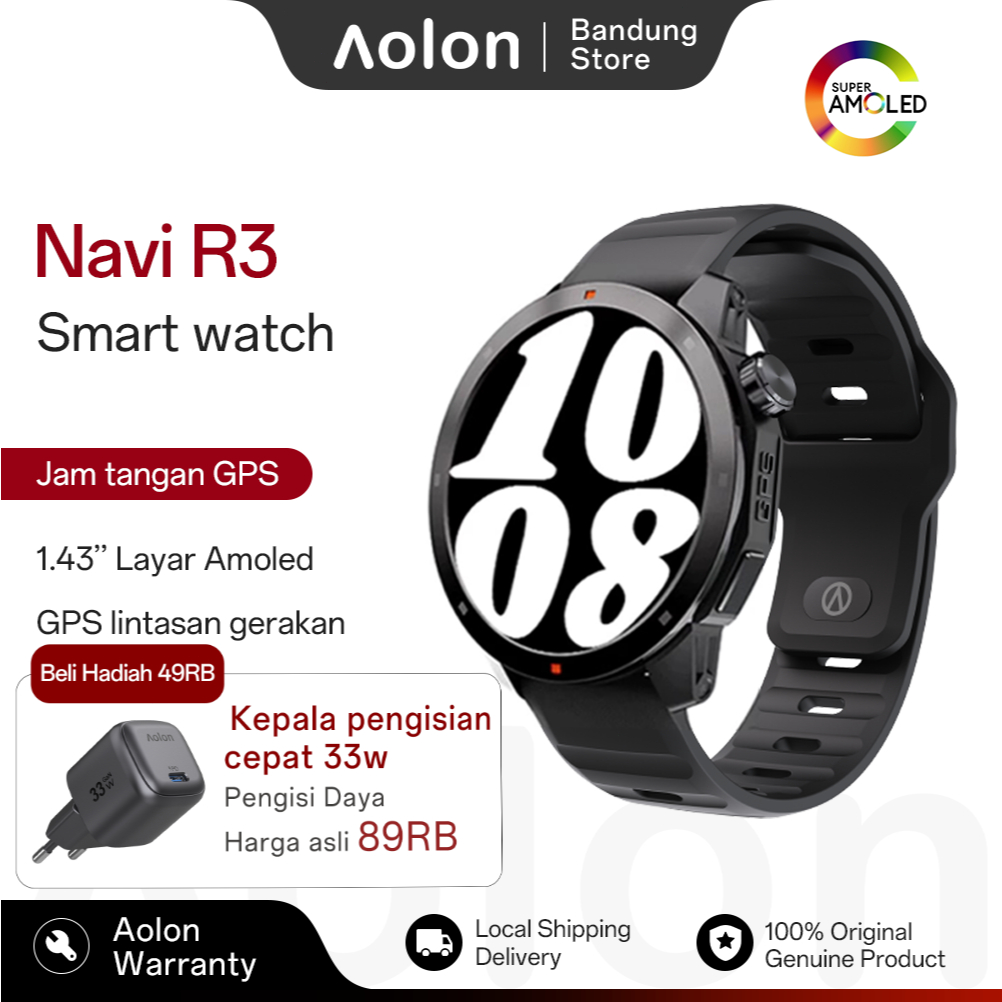 Jual Aolon Navi R3 Jam Tangan Pria GPS motion trajectory 1.43'' Amoled ...