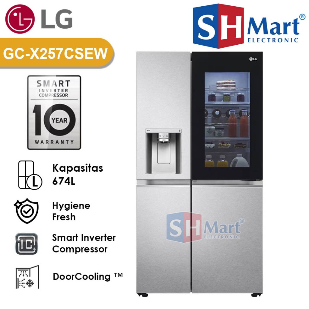 Jual KULKAS LG SIDE BY SIDE 674 LITER WITH DISPENSER GC-X257CSEW / GCX257CSEW INSTAVIEW DOOR IN ...