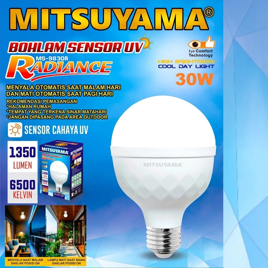 Jual Bohlam Lampu Sensor UV LED Bulb Radiance Mitsuyama Lampu 9, 12, 30, 40 Watt | Shopee Indonesia