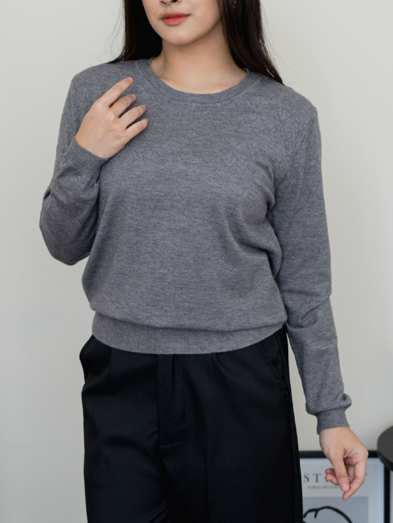 Jual ASOKA Marine Top 3161 - Knit Long Sleeve Top O-Neck - Atasan Sweater Rajut Halus Wanita ...