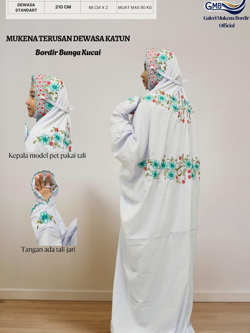 Jual Mukena Katun Polino Dewasa Terusan/Lajuran Motif Bunga Kucai ...
