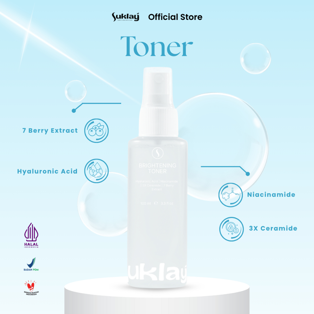 Jual Suklay Toner Wajah - 3X Ceramide, Niacinamide, Hyaluronic Acid, 7 ...