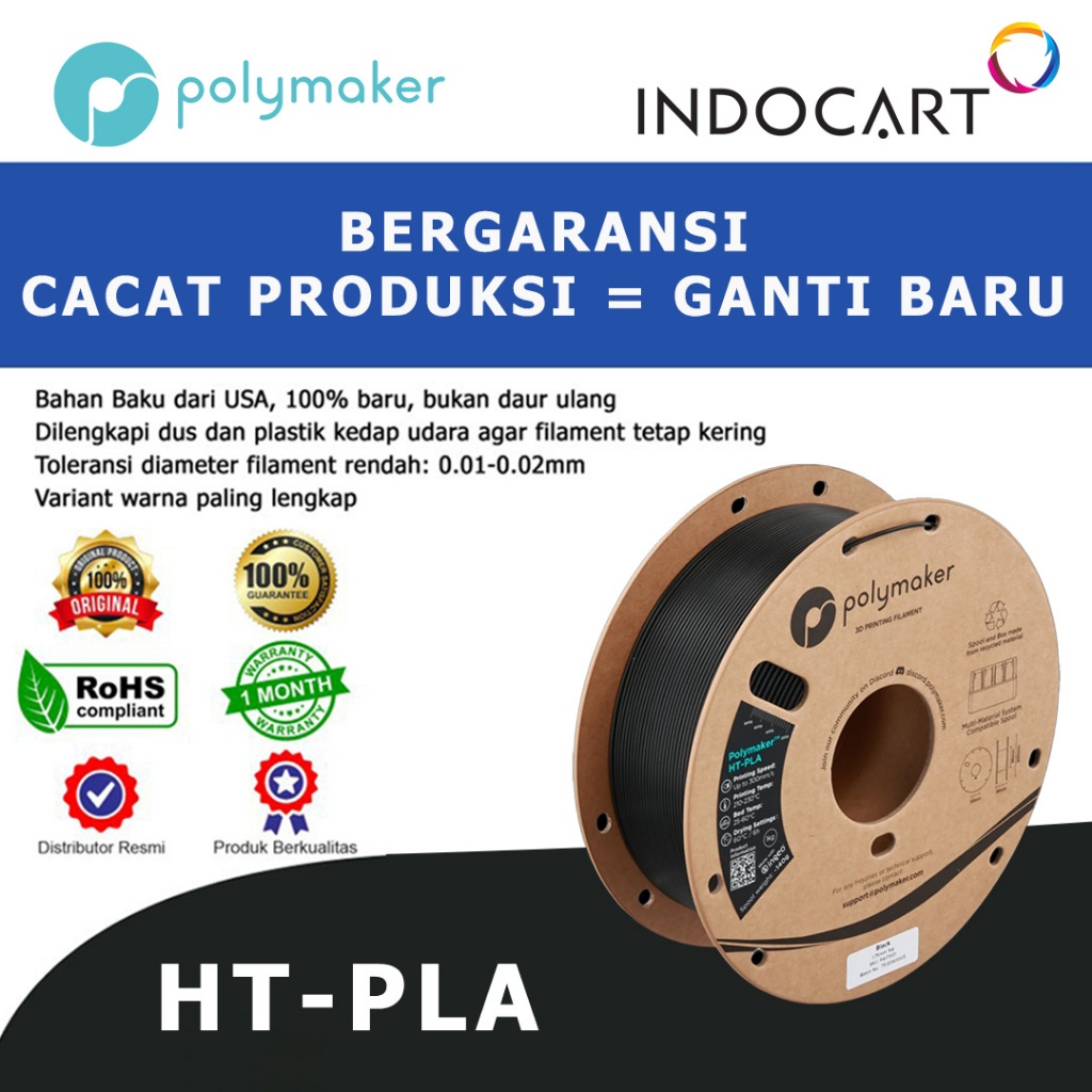Jual IndoCart 3D Printer Filament PolyMaker High Temperature HT-PLA ...