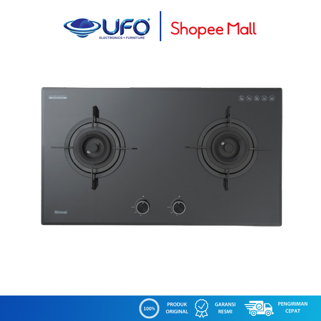 Jual Rinnai Kompor Tanam Tempered Glass 2 Tungku RB-782G(B) | Shopee Indonesia