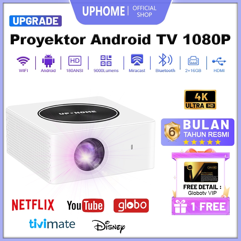 Jual UPHOME Proyektor Android TV 1080P HDMI 9000 Lumen Smart Projector ...