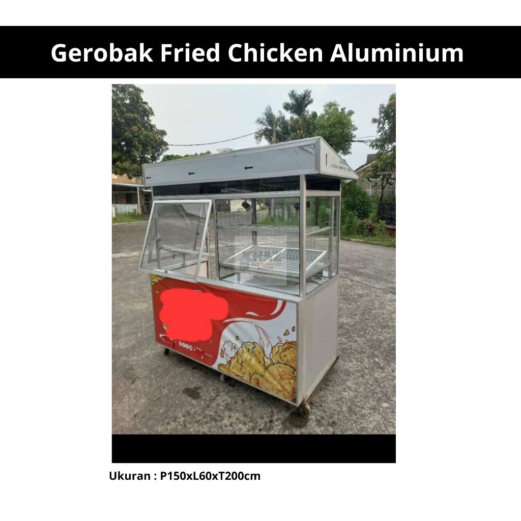 Jual Gerobak Fried Chicken Aluminium Full Kaca – Ukuran 150x60x200 cm ...