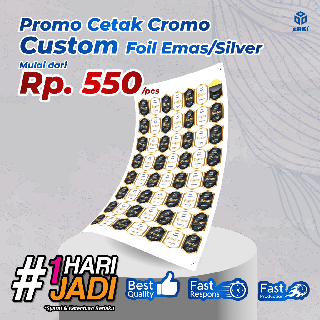 Jual Cetak Stiker Cromo / Hotprint / Foil Emas / Silver / Label Nastar ...